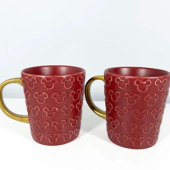 Disney | Dining | Newmickey Mouse Set Of 2 3oz Redstoneware Mugs With ...
